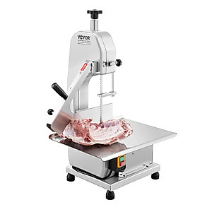 VEVOR Commercial Electric Meat Bandsaw, 650W Stainless Steel Countertop Bone Sawing Machine, Workbeach 12.4" x 18.1", 4.33 Inch Max Cutting Thickness, Frozen Meat Cutter for Rib Pork Beef