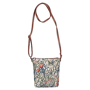 Signare Tapestry Small Crossbody Bag Sling Bag for Women with William Morris Golden Lily Design (SLING-GLILY)