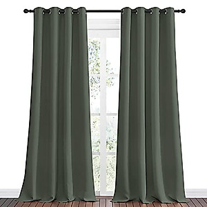 NICETOWN Dark Mallard Blackout Draperies Curtains - Pair of Grommet Top Thermal Insulated Blackout Decorative Curtains for Thanksgiving Day & Christmas Decor(55 inches Wide by 90 inches Long)