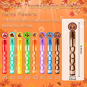 48Pcs Fall Thanksgiving Party Favors Bubble Wands for Kids, Pumpkin Turkey Thanksgiving Basket Stuffers Goodie Bag Fillers Fall Thanksgiving Toys Bulk Classroom Prizes Gift for Toddlers Party Supplies