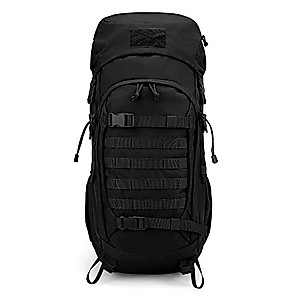 Mardingtop 50 Liter Internal Frame Backpack with Rain Cover for Military Camping Hiking Traveling Black-M5973