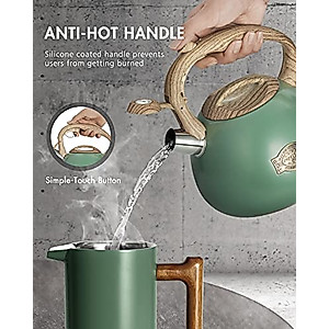 POLIVIAR Tea Kettle, 2.7 Quart Stovetop Tea Kettle, Audible Whistling Teapot, Food Grade Stainless Steel for Anti-Rust, Anti Hot Handle, Suitable for All Heat Sources (JX2022-MN30)