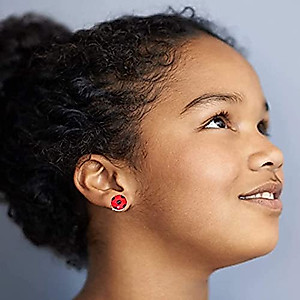 Earrings On Clips Girls Black Spot Red Ear Clips Silver Bug Earrings for Helloween