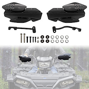 SAUTVS Handguards with Mount Brackets Kit for Polaris Sportsman Scrambler 400 450 570 850 XP 1000 2007-2024 Black Hand Guards Protector Accessories (2PCS, Replace #2876846, 2879380)