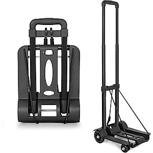 Hand Truck Dolly with 4-Wheels Folding Trolley Compact Luggage Cart for Travel, Moving and Office Use