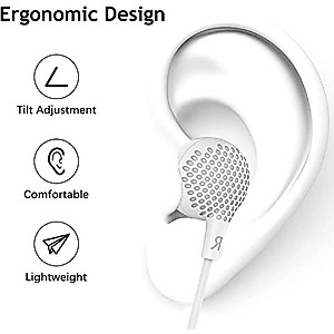 Earldom Wired Earbuds, Earphones Headphones Noise Isolating Earbuds, Lightweight Wired Earphones in-Ear Headphones for Phone 6/6s plus/5s/SE, Galaxy, Tablets - White