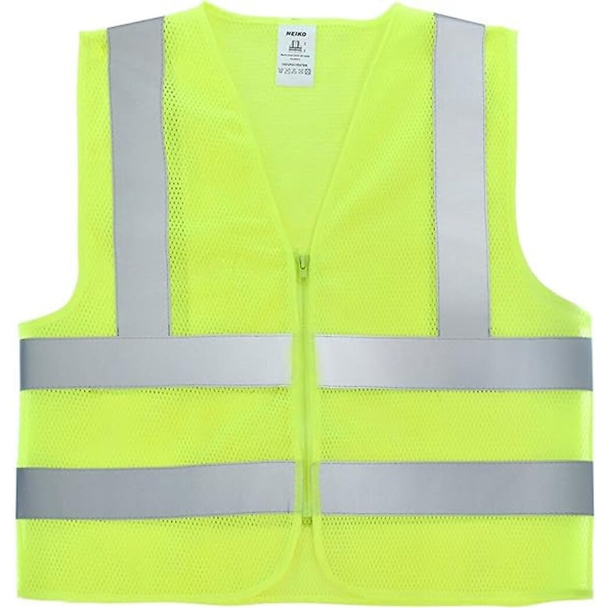 Neiko 53956A High-Visibility Safety Vest with Reflective Strips for Emergency, Construction, and Safety Use, Neon Yellow, Medium