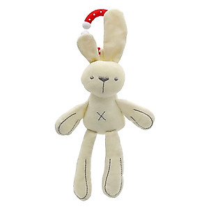 Baby Toy Cartoon Animal Stuffed Hanging Rattle Toys, Soft Plush Early Development Stroller Toys Baby Bed Bell Plush Toy Newborn Birthday Gifts Infant Bed Decoration for Newborn Boys and Girls Rabbit