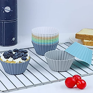 Large Silicone Cupcake Liners - Set of 12 Reusable Silicone Muffin Cups, No Stick Easy Clean Food-Grade Baking Cups