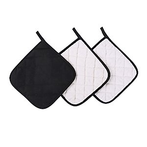 Anyi 100% Cotton Pot Holders, Kitchen Basic Potholder Heat Resistant, Terry Pot Holder Set for Cooking and Baking, Set of 3