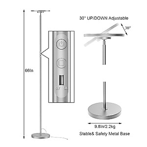 LEPOWER LED Bright Floor Lamp, Smart Floor Lamp, Torchiere Standing Lamp for Living Room, Bedroom, Office, Touch Dimmable Compatible with Alexa, Google Home