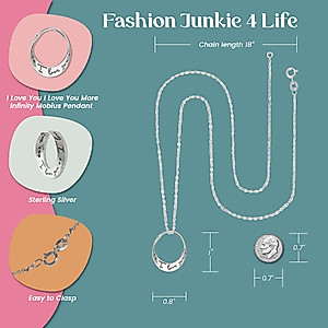 FashionJunkie4Life Sterling Silver I Love You Necklace, 18" Chain | Gifts for Men & Women | Birthday Gift for Men and Women