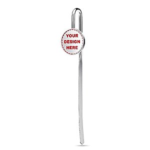 Personalized Metal Bookmark Custom Bookmarks Design Your Own Picture Text Logo Stainless Steel Page Marker Memorial Gift for Women Men Teacher Student (Style 1)