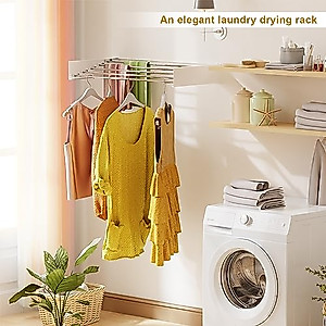 GLDDAO Drying Rack Clothing,Collapsible Drying Racks for Laundry,Wall Drying Rack,Laundry Hanger Dryer Rack,Folding Drying Racks for Laundry,Clothes Drying Rack Wall Mounted(White-31.5")