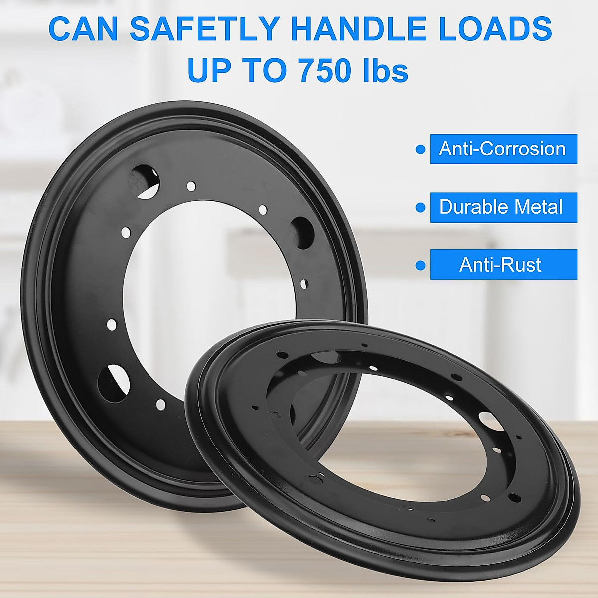 6 PCS 9 Inch Black Lazy Susan Turntable Bearing Plate, Lazy Susan Bearings Base, Lazy Susan Hardware, Easy Installation, Solid Metal Construction, for Home and Industrial, by GENHAKON