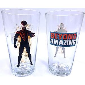 Bioworld Beyond Amazing 60th Anniversary Spider-Man 16oz Pint Glass Set, Pack of 2 Drinking Glasses