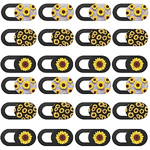 SOLUSTRE 24 pcs Camera Cover Privacy Webcam Cover Slider Computer Webcam Cover Camera for Computer Cartoon Webcam Cover Computer Laptop Tablet Camera lid Webcam Slider Lens Sunflower abs