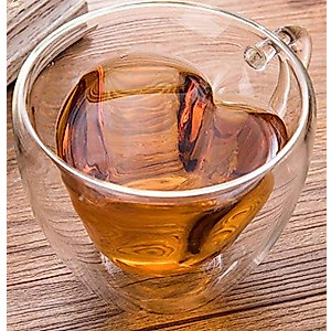 ECO NAVA Set of 2 Pack Creative Heart Shape Design Double-Layer Transparent Double Wall Drinking Glass Cup Mug (7 oz, 180 ml) for Coffee, Tea