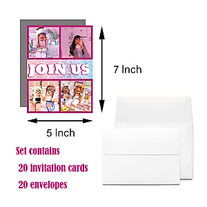 DB11 20pcs Sandbox Game Birthday Party Invitations Sandbox Game Party Decoration Invitation Cards with 20 Envelope Boys and Girls Baby Shower