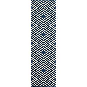 Momeni Rugs , Baja Collection Contemporary Indoor & Outdoor Area Rug, Easy to Clean, UV protected & Fade Resistant, 2'3" x 7'6" Runner, Navy Blue