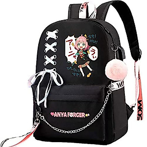 COSABZ Anime Anya Forger Backpack Cosplay Kawaii Backpack Schoolbag With Ribbon For Girls 1 (1)