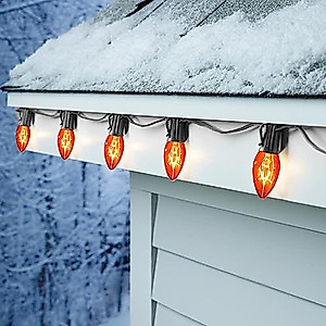 CHYSUPER C7 Halloween Replacement Bulbs, Orange Night Light Bulbs, 5W Incandescent E12 Candelabra Base, Warm White for Christmas Wedding Patio Outdoor String Lights Decor, 25 Pack