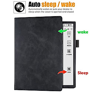BOZHUORUI Stand Case for 10.3" Boox Note Air4 C (2024)/Boox Note Air3 C/Note Air3 B/W Tablet (2023) - Premium PU Leather Protective Sleeve Cover with Hand Strap/Auto Sleep/Wake (Rock Black)
