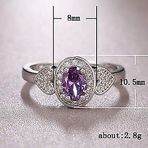 SCHZBSP S925 sterling silver vintage amethyst diamond ladies ring heart-shaped pavé cubic zirconia ring gorgeous CZ diamond ring eternal engagement ring ring fashion female ring (6)