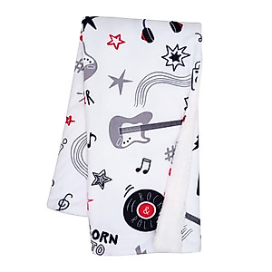 Lambs & Ivy Rock Star Baby Blanket - White, Modern