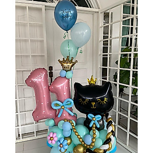 Giant Cat Balloons 22 Inch Adorable Black Crown Kitty White Cat Balloons for Kitten Pet Cat Theme Birthday Party Decorations
