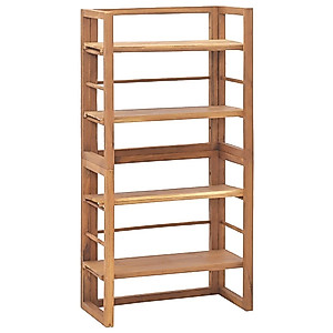 vidaXL Solid Teak Wood Shelving Unit 23.6"x11.8"x47.2" – Adjustable Shelves - Colonial Style - Indoor Storage - Ideal for Home & Office Use - Brown'