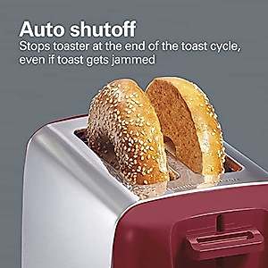 Hamilton Beach 2 Slice Toaster with Extra Wide Slots, Shade Selector, Auto-Shutoff, Cancel Button and Toast Boost, Red