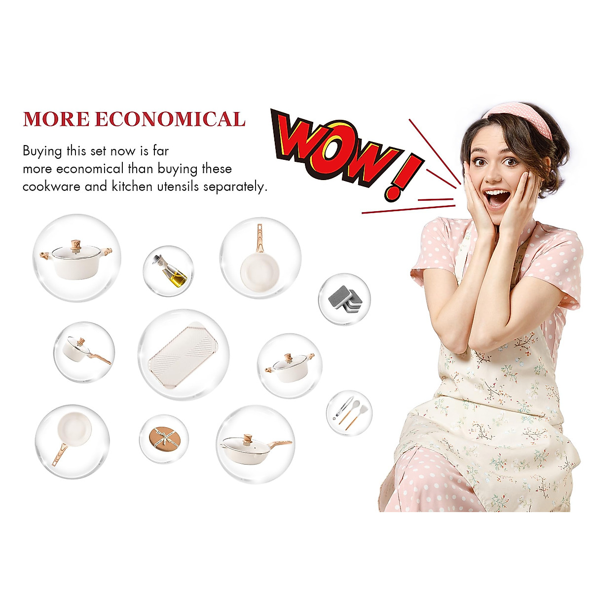 Caannasweis Marble Stone Nonstick Cookware Set - Granite Frying Pans for Kitchen Cooking Essentials (Grillde Beige)