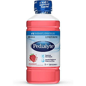 Pedialyte Electrolyte Solution, Strawberry, Hydration Drink, 1 Liter (Pack of 8)
