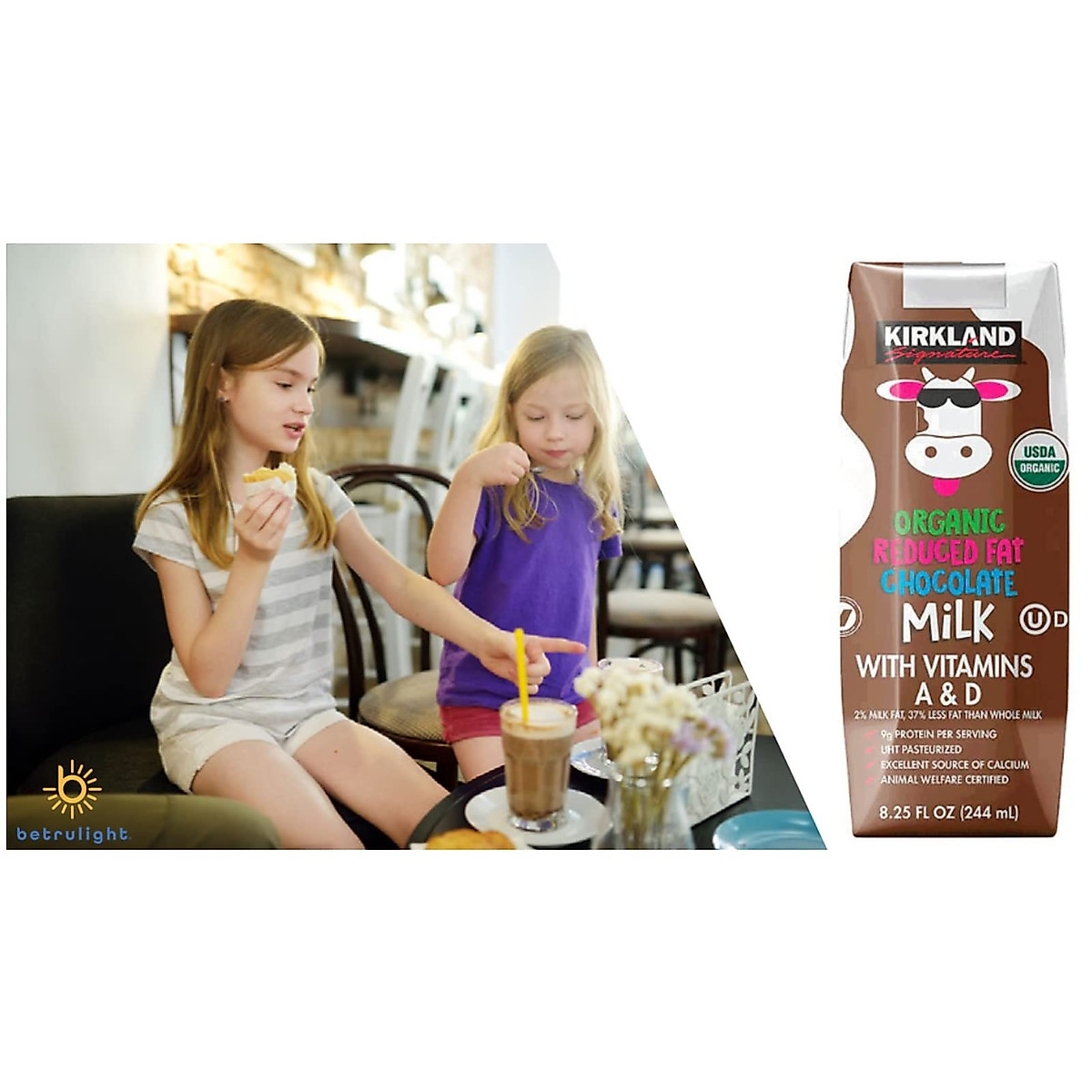 Organic Milk Chocolate | Grass Fed Vegan Milk With 8g Protein | Shelf Stable Single Serve Cartons | On-The-Go | 8.25 FL oz 6 Pack | Every Order is Elegantly Packaged in a Signature BETRULIGHT Branded Box!