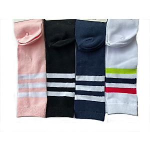 Snadulor 6-7 Years Old Kids Girls Boys Cotton Over Knee High Soccer Sports Team Socks,4 Pairs