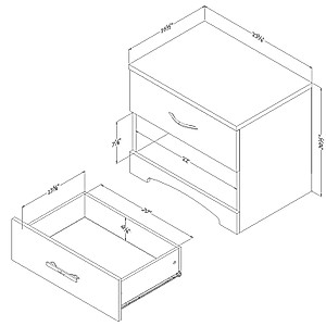 South Shore Gramercy 1-Drawer Nightstand, Pure Black with Metal Handle, 17D x 22.25W x 19.75H in