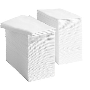 Prestee 200 Disposable Paper Hand Towels That Feel Like Linen Napkins - White, Disposable Guest Towels, Wedding Napkins, Paper Napkins, Disposable Napkins for Guest Bathroom, Parties, Dinners, Events
