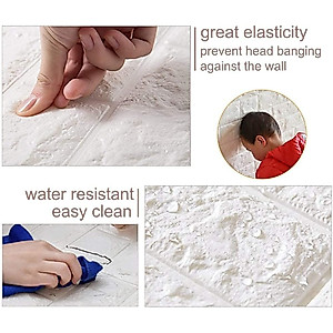 3D Wall Panels Peel and Stick - PE Foam DIY Self Adhesive, Waterproof, Perfect for Interior Wall Decor in Bedroom & Living Room (White, 20pcs 13×15’’)