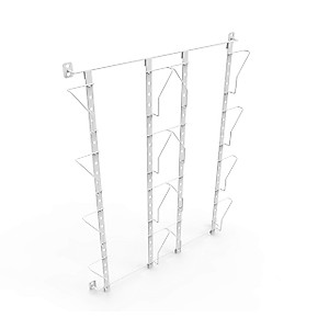 FixtureDisplays® Up to 9.5" Wide 8-Pocket Adjustable Display Rack, Wall Mounted Greeting Post Card Christmas Holiday Card Holders White bars Silver Pockets 11608-WHITE-DOUBLE