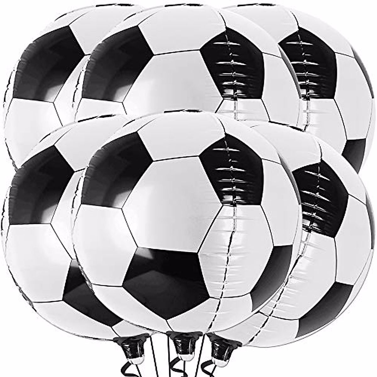 KatchOn, Huge 22 Inch Mylar Soccer Balloons - Pack of 6 Soccer Ball Balloons | 4D Soccer Balloon for Soccer Party Decorations | Soccer Foil Balloons, Soccer Birthday Decorations | Soccer Party Favors