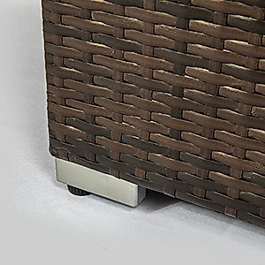 Catalina Creations Outdoor Fire Table Propane Fire Pit Rattan Gas Fire Table 32'', 40,000 BTU Gas Fire Tables with Tile Tabletop, Rectangle Gas Firepit Table for Garden Patio