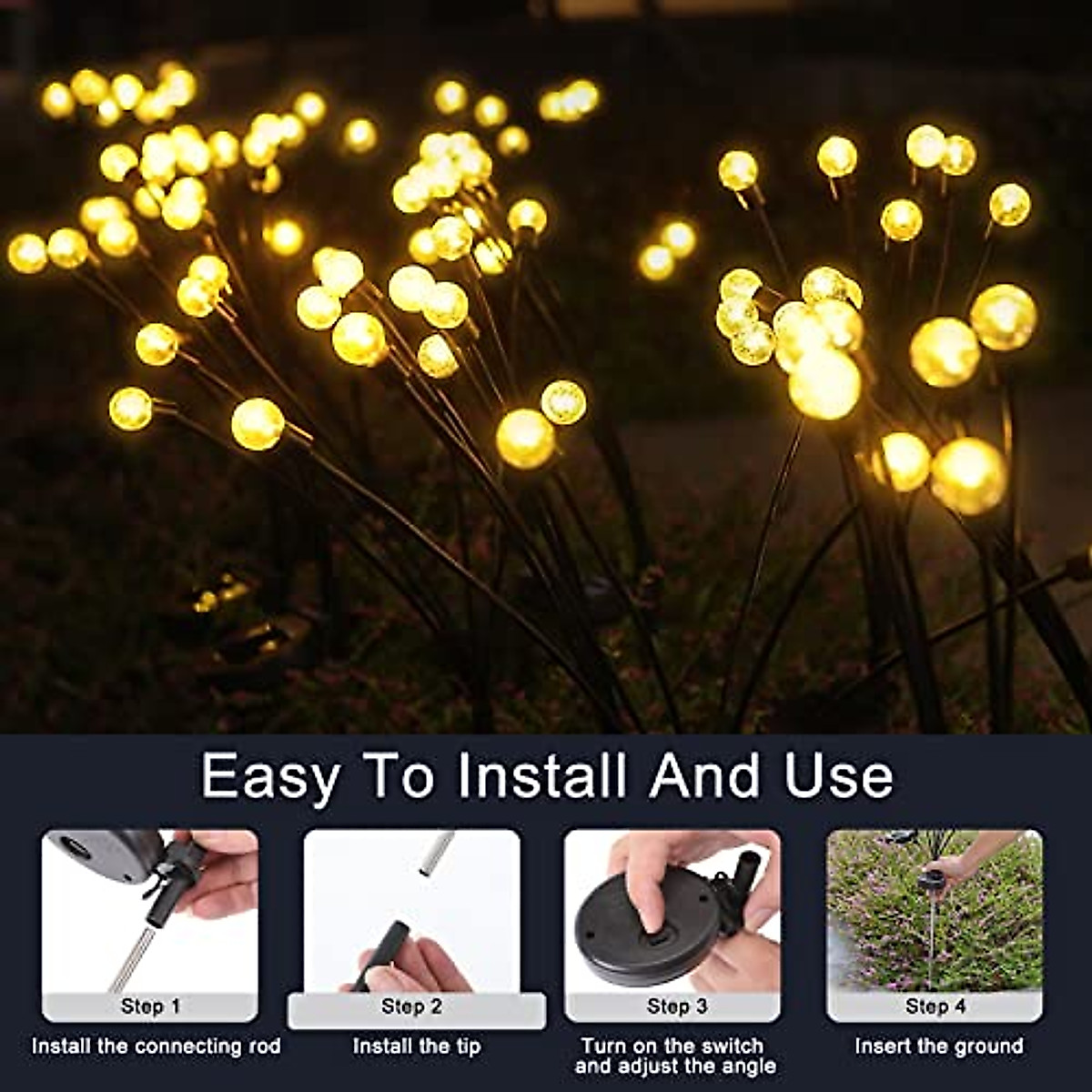 YUNJACKEYDZ Solar Garden Lights-Outdoor Solar Lights for Yard-Solar Powered Firefly Lights Outdoor Waterproof Wind Dancing Solar Lights for Landscape Decoration Lights Yard Patio Pathway Decoration
