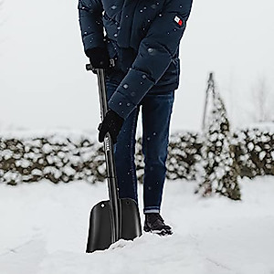 YOHEER Aluminum Utility Shovel, 3 Sections Detachable Snow Shovel Perfect for Autocross , Camping and Other Outdoor Activities (Black)