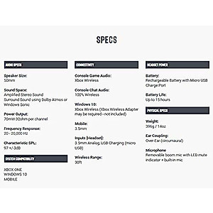 LucidSound LS31 Wireless Gaming Headset for Xbox One, PS4 - Wireless Surround Sound Headphones for Xbox One - Works Wired with Nintendo Switch, PC, Mac, Ipad, iOS, Android - Xbox One (Renewed)