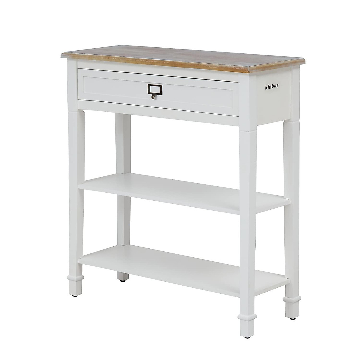 kinbor Accent White Console Table with Drawer and Shelf, Wood Sofa Table with Storage for Entryway Hallway Living Room