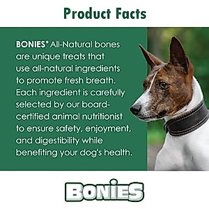 Bonies Breath and Dental Formula Treats for Dogs, All-Natural Ingredients, Fresh Breath, Cleans Teeth, Low Calories, Chicken Flavor - Medium, 8 Bones, 11.45-oz