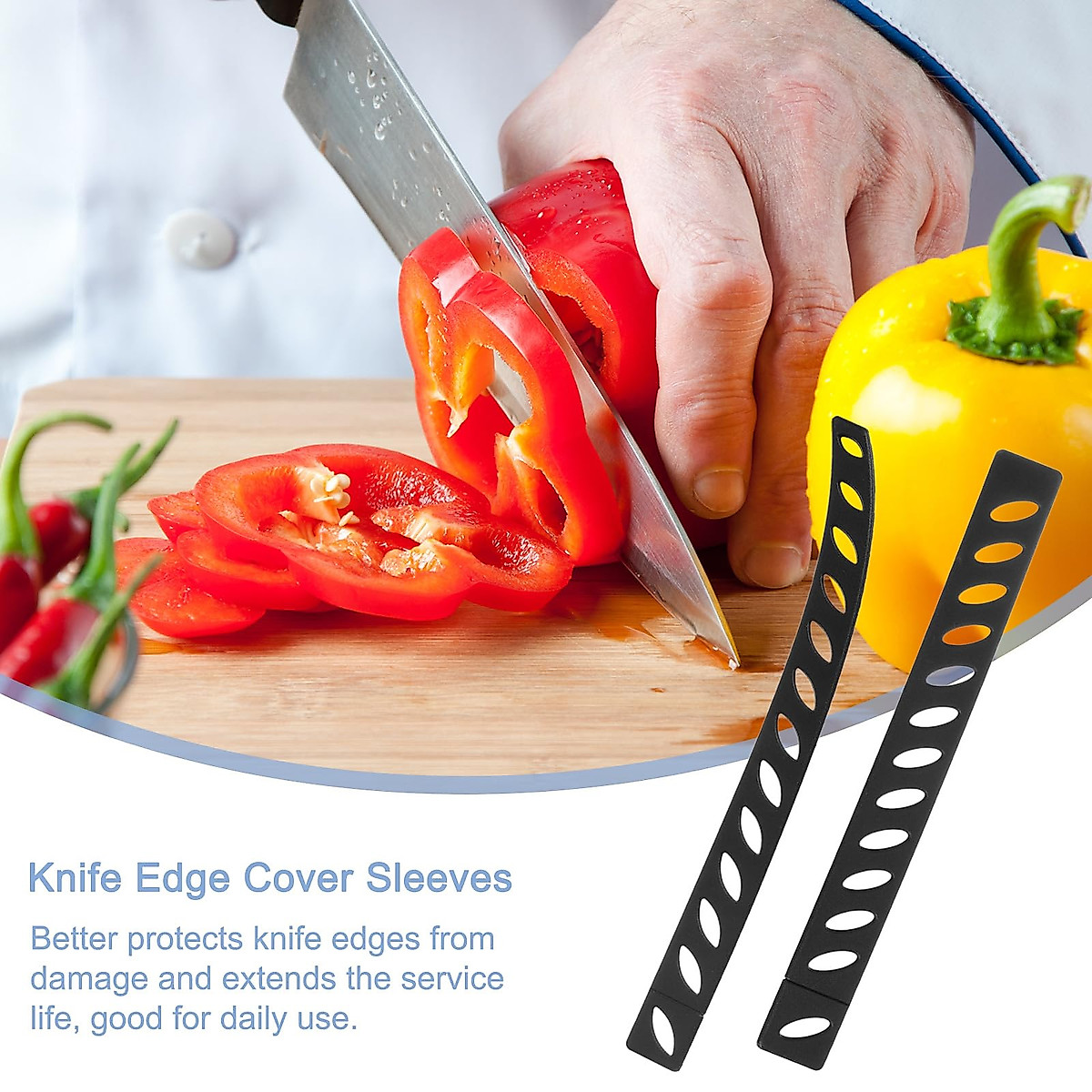 uxcell 10Pcs Knife Edge Guards Blade Protector Plastic Knife Edge Cover Sleeves Universal Blade Covers Knife Sheath for Kitchen, Black