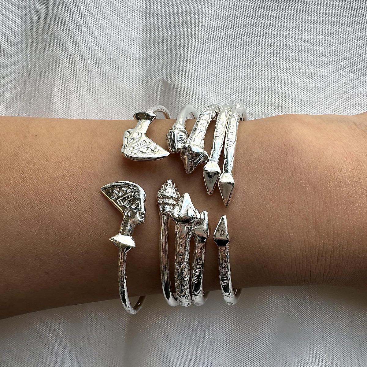 Better Jewelry Queen Nefertiti Thin West Indian Bangles Bangle Cuff Bracelet .925 Sterling Silver, 1 piece (Silver, 7.5)