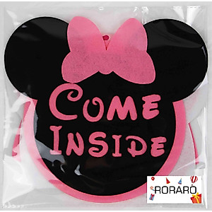 RORARO Minnie Mouse Theme Door Sign Come Inside Its Fun Inside Welcome Hanger For Girls Minnie Birthday Party Decorations Supplies Polka Dot Bowknot OH TWO DLES